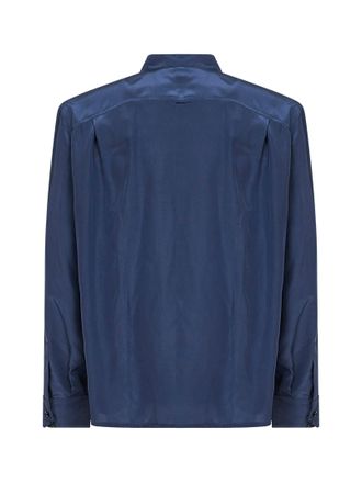 Saint Laurent Mens Shirt Blue Viscose-Silk