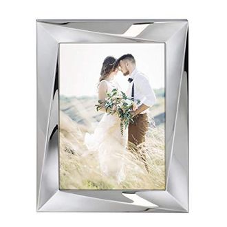 Hama Bilderrahmen 13x18 cm (Fotorahmen aus Metall, Portr&auml;t-Rahmen mit Samtr&uuml;ckwand zum Aufstellen und Aufh&auml;ngen) silber
