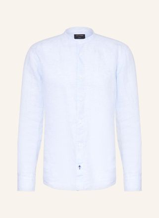 Olymp Leinenhemd Casual Regular Fit Mit Stehkragen blau
