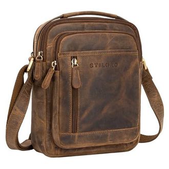 STILORD Salva Petite Sacoche Bandouli&egrave;re Cuir Homme Marron Sacs Port&eacute;s &eacute;paule Tendance Shoulder Bag Crossbody Sac a Main Vintage Besace Loisir Voyage Business