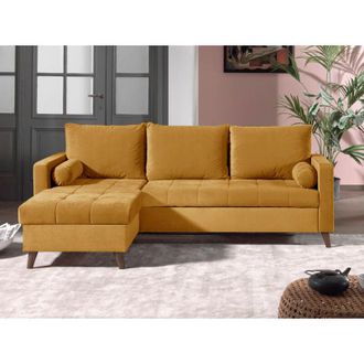 Best Mobilier Bestmobilier - Polar - ecksofa beidseitig montierbar mit schlaffunktion - aus samt in skandinavischem design - 4 sitze - gelb