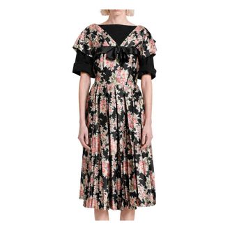 Simone Rocha Falten-Patchwork-Kleid mit Draht&auml;rmeln und ausgestelltem Rock - - Dresses - Damen - Mehrfarbig - XS