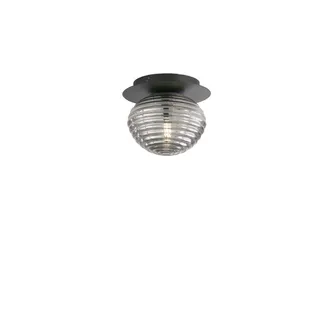 Luce-Ambiente-Design Ripple Ceiling Light in Black Metal with Smoke Glass Diffuser 20 Cm