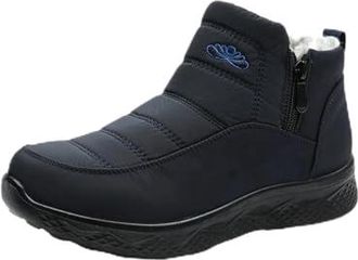 Generic Bottes de neige dhiver pour femme - Imperméables - En coton - Avec doublure en fourrure - Fermeture éclair latérale - Tailles 35-45, bleu, 7.5 UK Men/