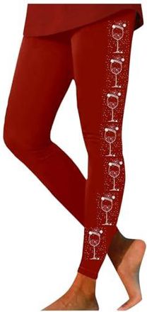 Generic Legging de No&euml;l pour femme, legging de compression taille haute, entra&icirc;nement de No&euml;l, pantalon de yoga pour femme daffaires, rouge, XXL