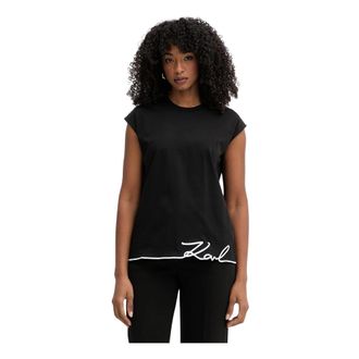 Karl Lagerfeld Signature-Saum Baumwoll-Tanktop - - Tops - Damen - Schwarzk - S
