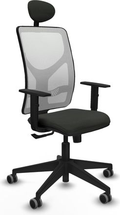 Piqueras y Crespo PC-Stuhl mit Armlehnen, schwarzes Netzgewebe, 1D-Armlehnen, h&ouml;henverstellbare Lendenwirbelst&uuml;tze und festes Kopfteil, ausgestattet mit 3 Positionen un