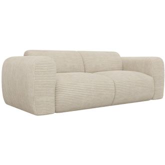 Vente-Unique Vente-Unique - Canap&eacute; droit 3 places en velours c&ocirc;tel&eacute; beige - Garnissage mousse haute r&eacute;silience - Structure bois - Dimensions 205x97x73 cm