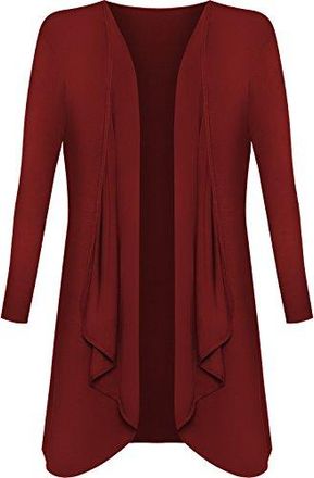 WearAll Grandes Tailles Longue Waterfall Cardigan Haut - Vin - 52-54