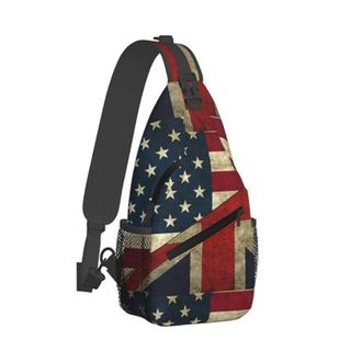 Generic Sacoche Homme Bandouliere Drapeau des &Eacute;tats-Unis et du Royaume-Uni Durable Sacs Poitrine Multifonction Cross Body pour Cyclisme &eacute;cole Femme