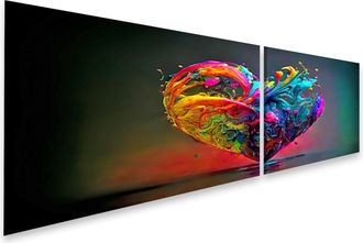 Islandburner Bild auf Leinwand Buntes Herz aus Farben und Formen Bilder Wandbilder Poster