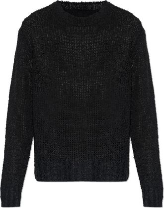 Jil Sander Homme, Pulls, Noir, Taille: M Pull en lin avec ourlet &agrave; bords francs