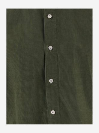 Finamore Mens Ribbed Cotton Shirt Green