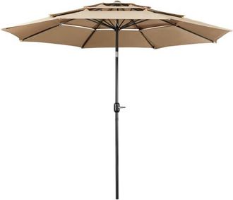 Yaheetech Parasol de Jardin Ext&eacute;rieur 324 cm 3 Niveaux 8 Baleines avec Bouton-poussoir Parasol Inclinable en Polyester avec Protection UV pour Terrasse Jardin P