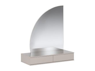 Vente-Unique Frisiertisch h&auml;ngend mit LED-Spiegel - 2 Schubladen - Beige matt - JINEZA