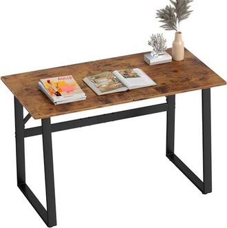 HOMCOM Bureau dordinateur, 120x60x76 cm Bureau Long avec Coins arrondis et Pieds r&eacute;glables, Table PC Industrielle, pour la Maison, l&eacute;tude, la Chambre &agrave; Couch