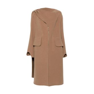 Niccol&ograve; Pasqualetti Kamelwollmischung V-Ausschnitt Mantel - - Coats - Damen - Braun - S