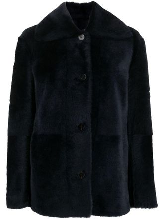 Jil Sander Wendbare Shearling-Jacke - Blau