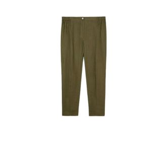 Marina Rinaldi Femme, Pantalons, Vert, Taille: 48 FR Pantalon Cigarette Cut en Lin avec Viigs