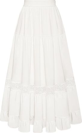 Belle Poque Damen Viktorische Rock Retro Elegant Elastische Taille Spitzerock Weiß XL