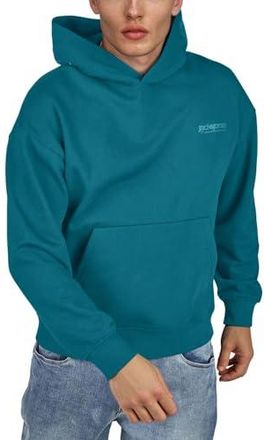 Jack & Jones JJEURBAN Edge Sweat à capuche pour homme Coupe décontractée avec imprimé Noir Blanc Vert Gris S M L XL XXL XXXL, Deep Teel (12281095), L