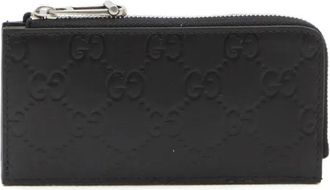 Gucci Portemonnaies - Rectangular Calfskin Wallet With Embossed Interloc - Gr. unisize - in Schwarz - f&uuml;r Damen