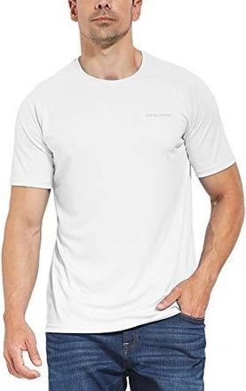 Baleaf T-Shirt Anti-UV Homme Rashguard Tee Shirt de Sport Homme Manches Courtes Maillot de Natation Maillot de Course pour Surf Natation Plongée Plage UPF 50