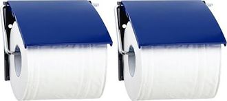 MSV Porte Rouleau Papier WC Mural PS & Acier chrom&eacute; Bleu Fonc&eacute; (Lot de 2)