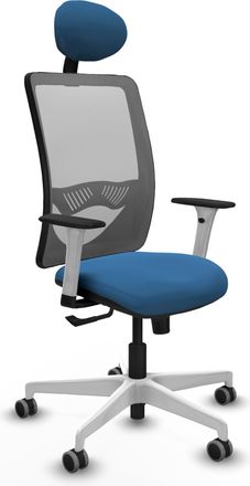 Piqueras y Crespo B&uuml;rostuhl Zulema mit wei&szlig;en und schwarzen Armlehnen, h&ouml;henverstellbare Lendenwirbelst&uuml;tze und festes Kopfteil, ausgestattet mit 3 Positionen, Grau/Hel