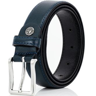 Lindenmann G&uuml;rtel Herren Lederg&uuml;rtel Herren G&uuml;rtel Herren, Rindleder XL, in 3 Farben, mittelbraun/marine/grau, Gr&ouml;&szlig;e/Size:125, Farbe/Color:blau