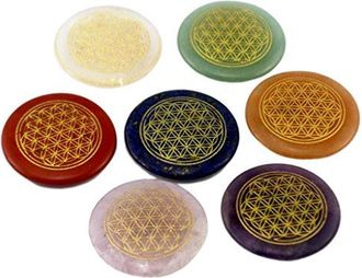 MagiDeal 7pcs Cristal Naturel Gravé Fleur de Vie Pierre Précieuse pour Décoration Maison Cadeau Mariage