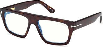 Tom Ford unisex, Accessoires, Brun, Taille: 56 MM Blue Block Rectangular Opticals