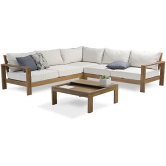DCB Garden Dcb Garden - majorque - Salon de jardin dangle 5 places en aluminium effet bois