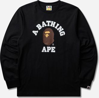 A Bathing Ape Men s College Longsleeve T-Shirt Black