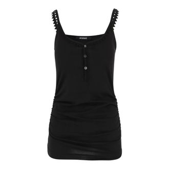 Jacquemus Femme, Tops, Noir, Taille: 38 FR Top en coton avec demi-boutonnage sur le devant
