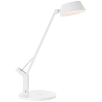 Lightbox dimmbare LED Schreibtischlampe mit Induktionsladeschale - weiße Tischleuchte mit schwenkbarem Kopf und Gelenk & Touchdimmer - 710 lm, 8 W, 3000-6500 K