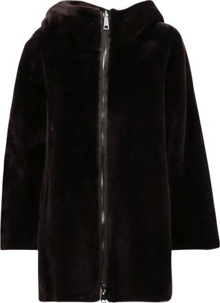 Suprema Femme, Manteaux, Brun, Taille: 36 FR Manteau en peau lain&eacute;e