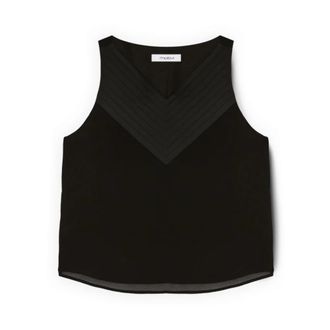 Motivi Top aus Georgette mit V-Ausschnitt - - Tops - Damen - Schwarzk - 2XS