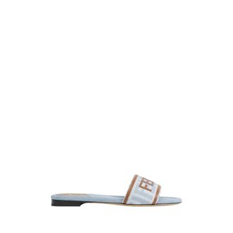 Fendi FF Nylon Denim and Leather Sllides