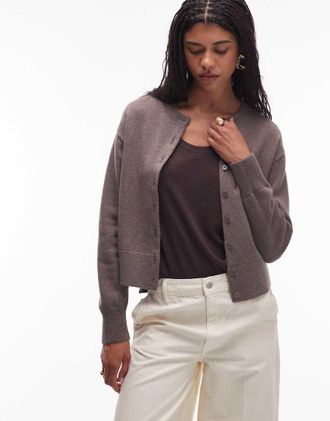 & Other Stories Gilet boutonné devant en laine mélangée - Taupe-Neutre