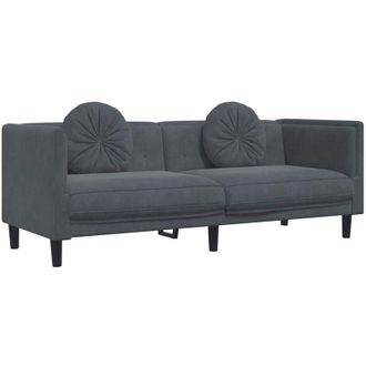 vidaXL Dreisitzer Sofa mit Kissen in dunkelgrauem Velvet