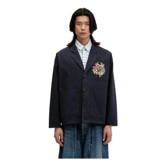 Kenzo Veste en jean fleurie brod&eacute;e - Homme - Vestes - Bleu - Taille: L