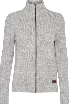 Oxmo OXPhenix Damen Strickjacke Grobstrick Cardigan Strickcardigan mit Stehkragen Reißverschluss 100% Baumwolle Regular fit, Größe:L, Farbe:LIG Grey M (798