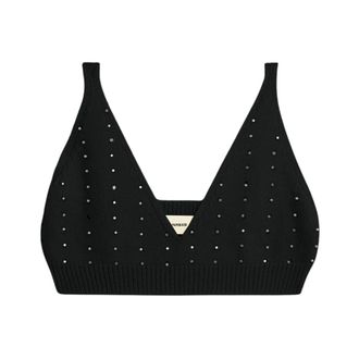 A Paper Kid Femme, Tops, Noir, Taille: 36 FR Top en maille c&ocirc;tel&eacute;e avec micro-clous