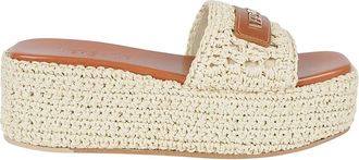 Versace Femme, Chaussures, Beige, Taille: 38 EU Sandales compens&eacute;es espadrilles en raphia