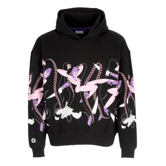 Octopus Love Hoodie Schwarz Gerippte Kollektion - - Sweatshirts & Hoodies - Herren - Schwarzk - XS