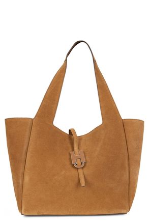 Hogan Suede Calfskin Tote Bag - Brown