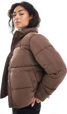 Cotton On Pufferjacke in Taupe mit abnehmbarer Kapuze-Brown