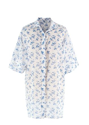 Loewe White Floral Oversized Cotton Shirt Size XS