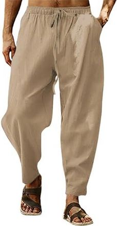 Generic Pantalon de jogging pour homme - Long - Vintage - Coupe d&eacute;contract&eacute;e - Pantalon de loisirs pour homme avec poches et cordon de serrage - Jambe droite 